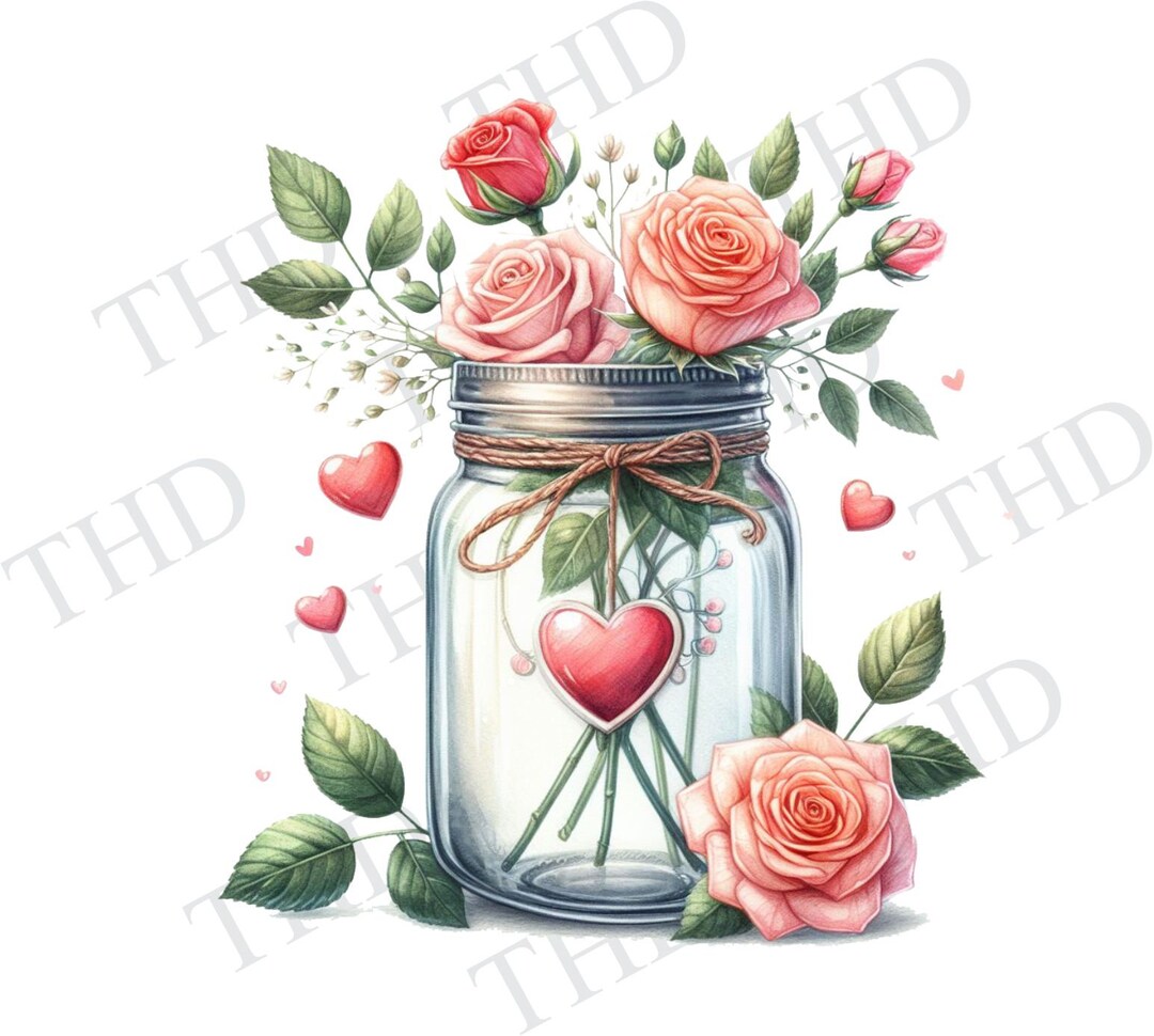 Valentines Mason Jar PNG, Clipart for Sublimation/heat Press - Etsy