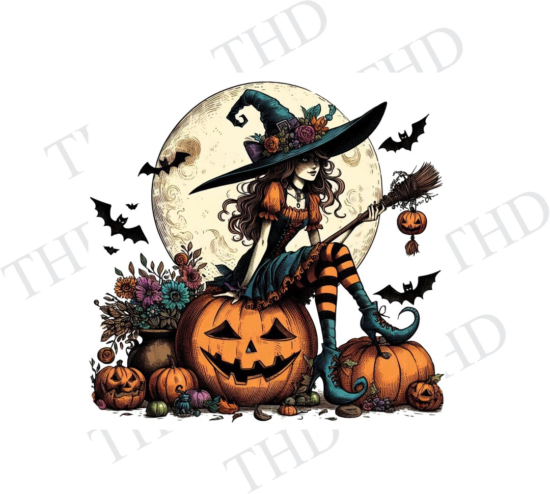 Halloween Witch Digital Download PNG, Clipart for Sublimation/heat ...