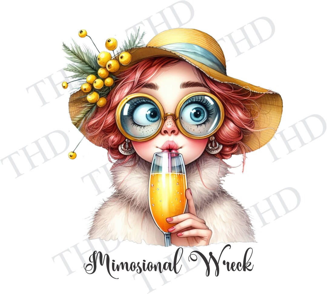 Mimosa Lover/ Champagne Drinker/ Funny Mimosa Clipart for Sublimation ...