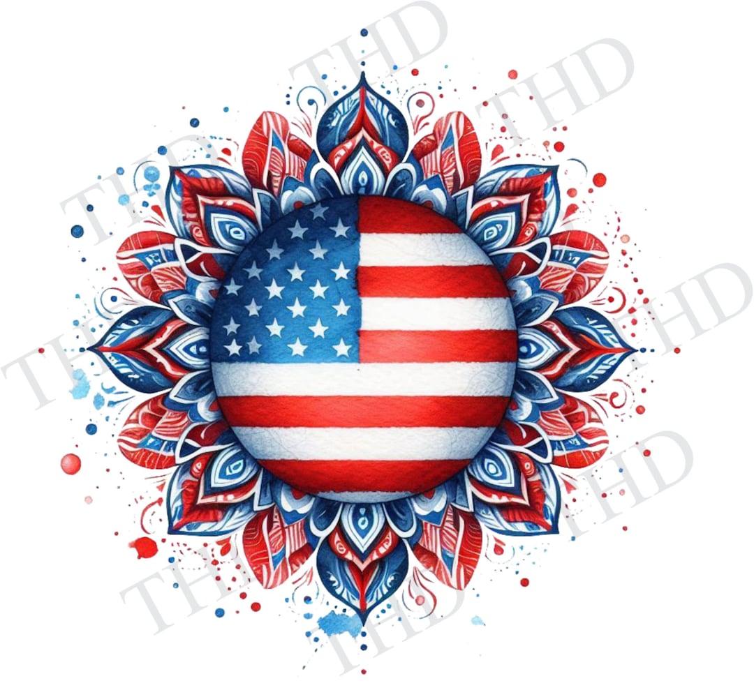 American Flag Mandala: Patriotic Clipart Image (PNG/JPG Digital ...