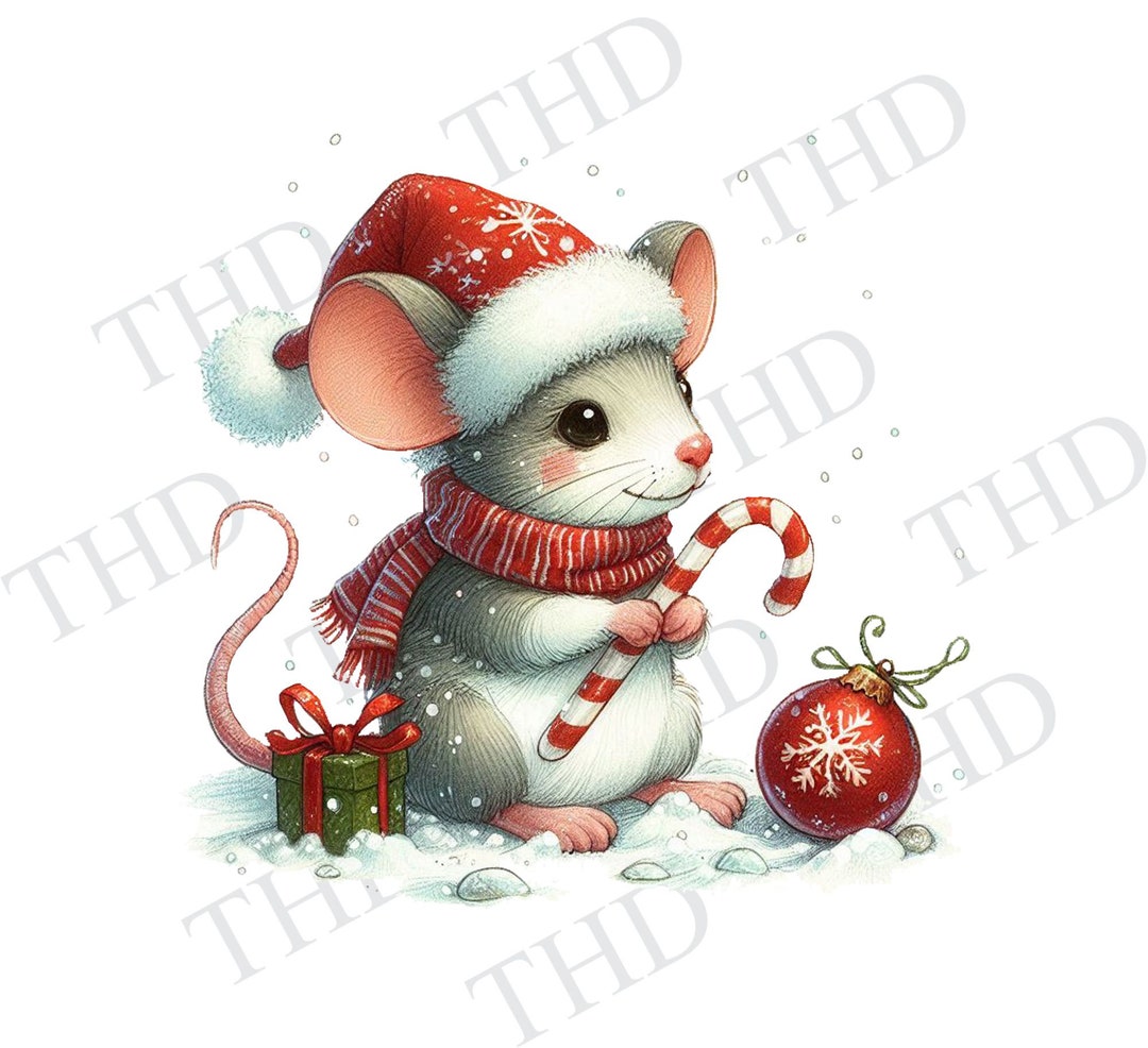 Christmas Mouse Downloadable Image, Holidays, Christmas PNG, Clipart ...