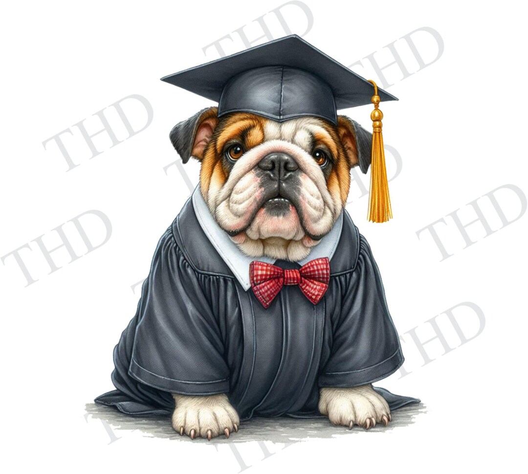 Graduation Bulldog Clipart: Sublimation/heat Press Design (PNG/JPG ...