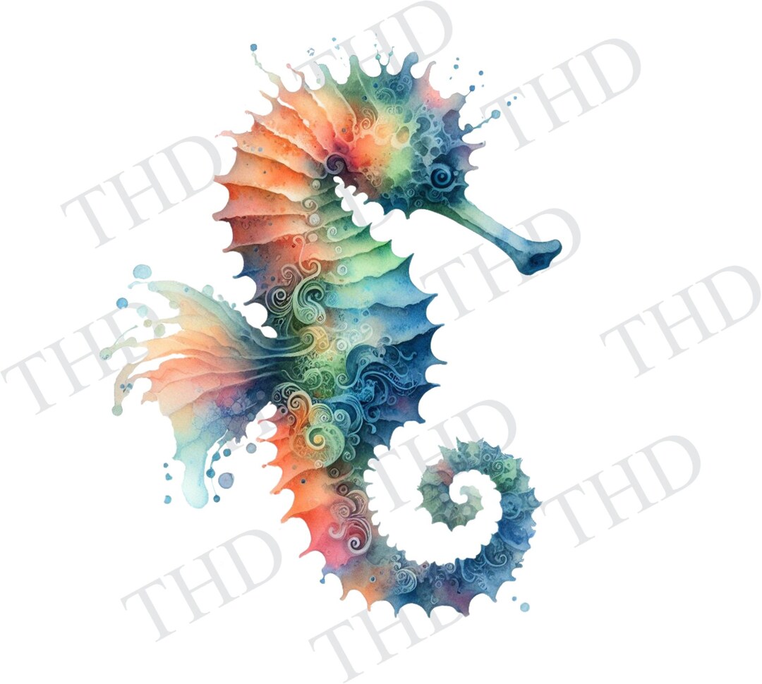 Colorful Seahorse Png/clipart - Etsy