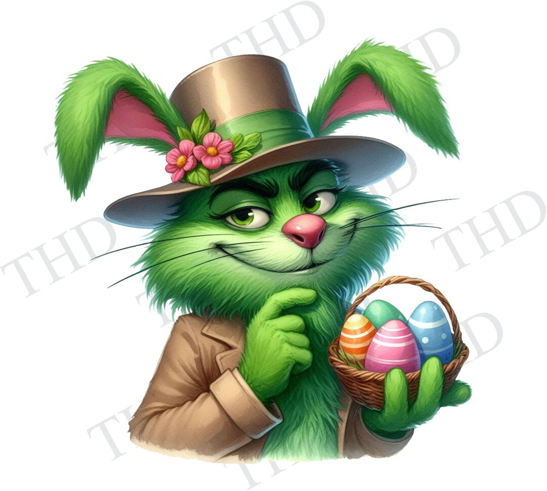 Happy Easter Green Bunny Png/jpg Clipart, Easter Image for Sublimation ...