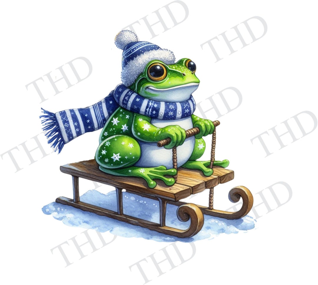 Hanukkah Sledding Frog Downloadable PNG, Clipart for Sublimation/heat ...