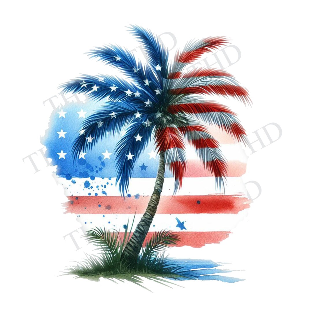 Patriotic Palm Tree, 4th of July Png/clipart - Etsy