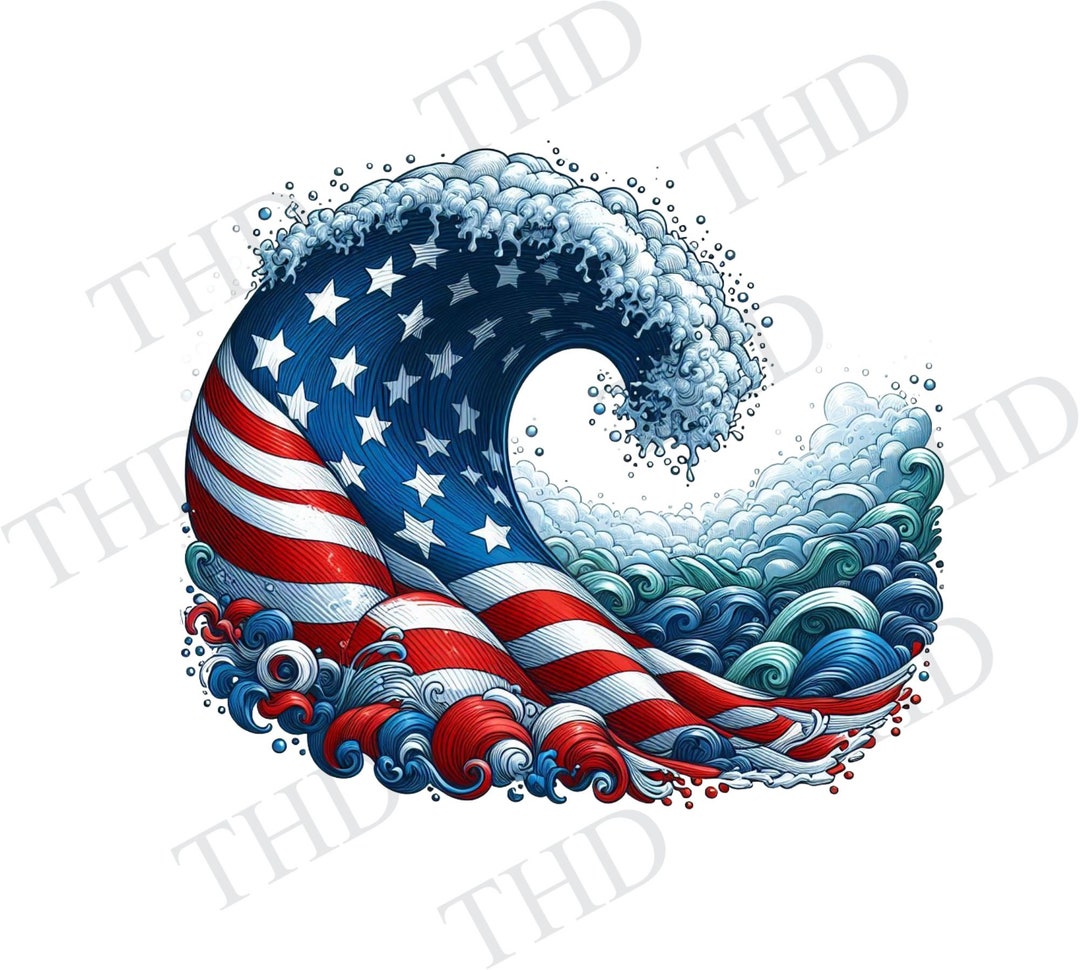 Patriotic Beach Wave, Downloadable Image, Png/clipart - Etsy