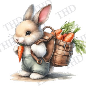 Nursery Print, Bunny With Carrots PNG, Clipart for Sublimation/heat ...