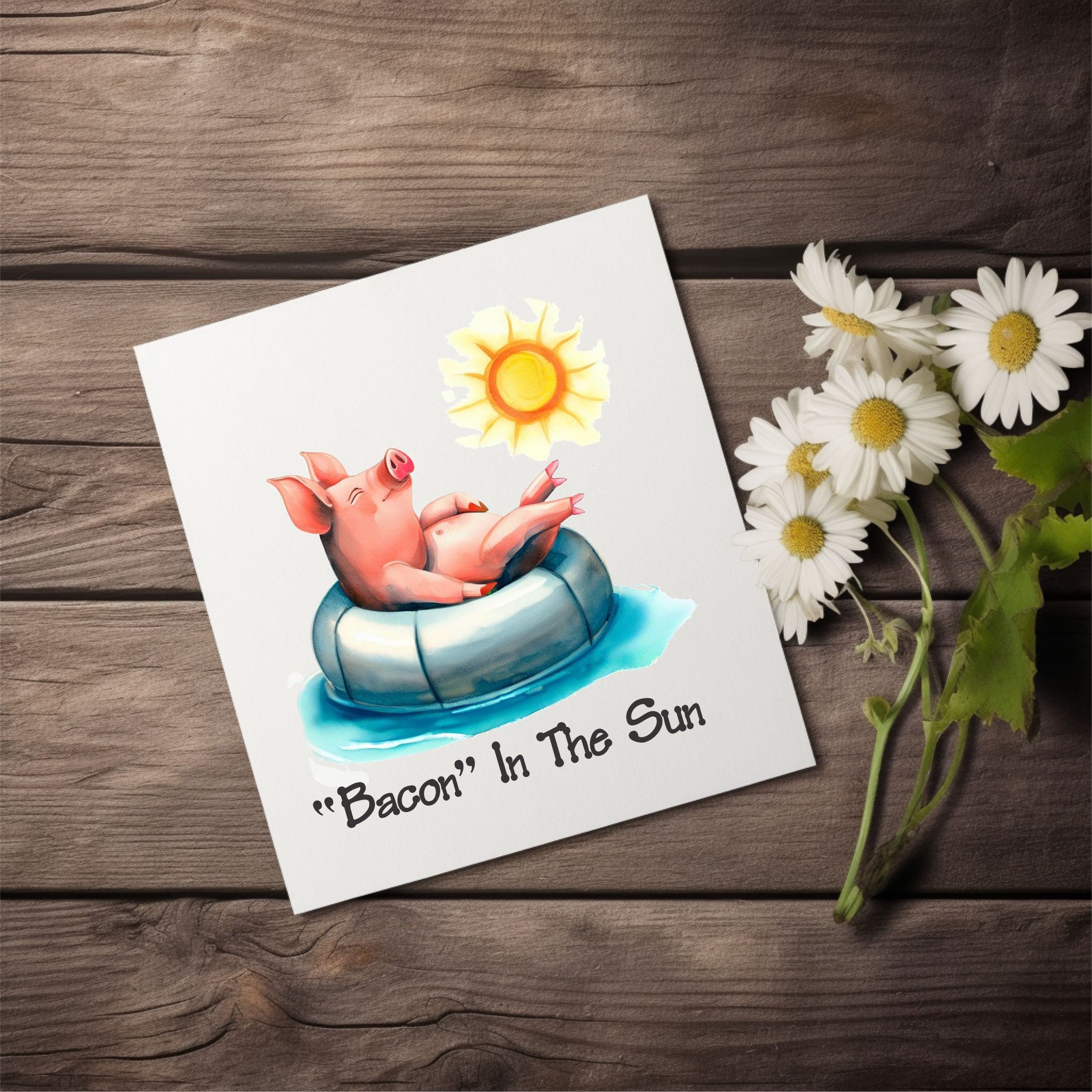 Pig in A Pool Float Bacon in the Sun Funny Summer Graphic - Etsy