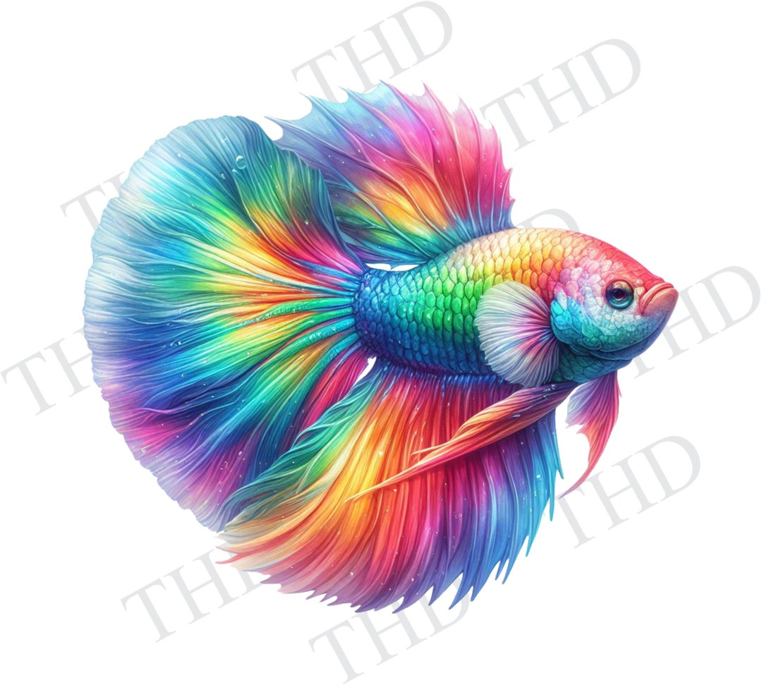 Rainbow Siamese Fighting Fish/ Tropical Fish Jpg/png Clipart Graphic - Etsy