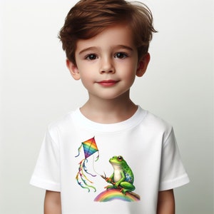 Frog Flying A Kite, Rainbow Colors Clipart JPG / PNG Image for ...