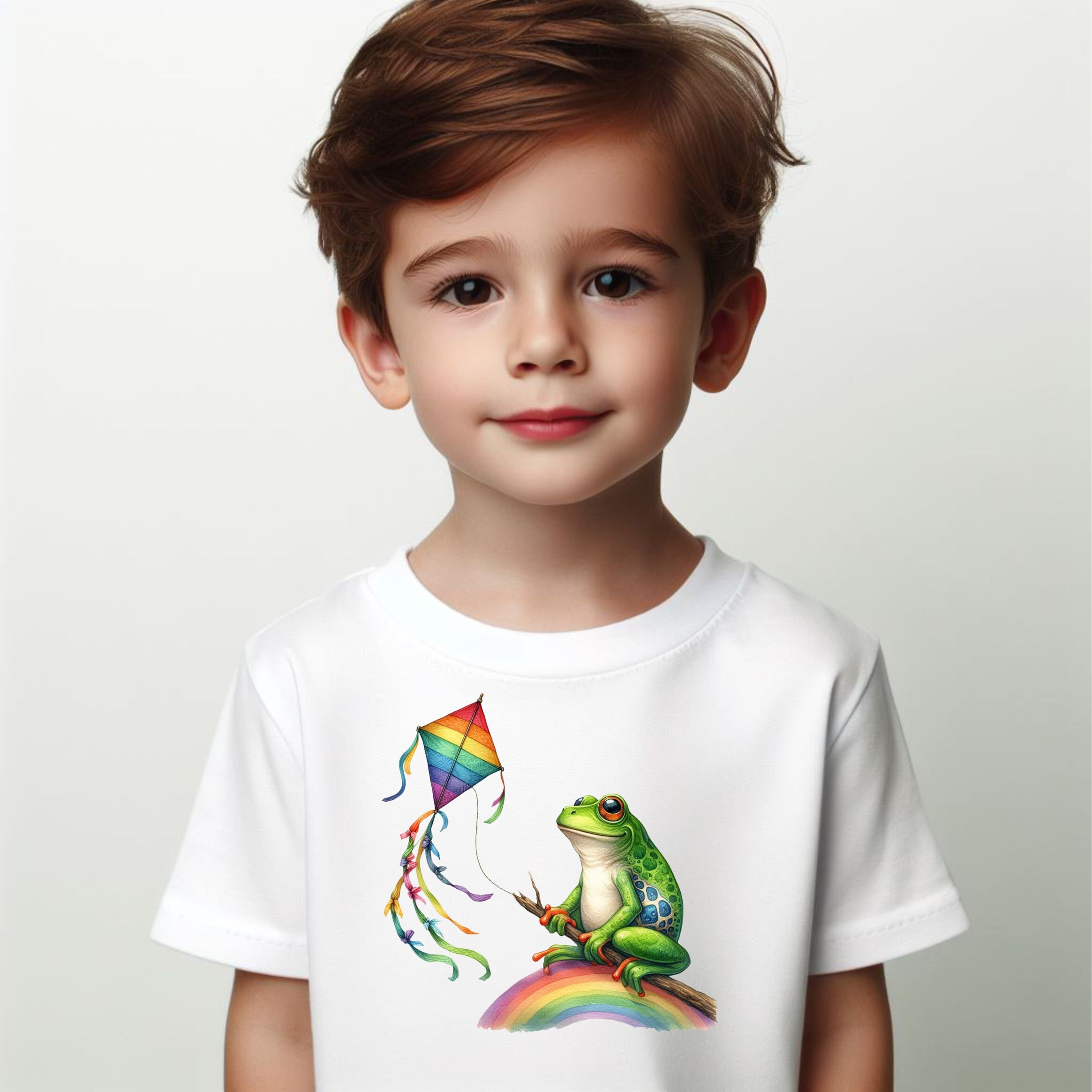 Frog Flying A Kite, Rainbow Colors Clipart JPG / PNG Image for ...