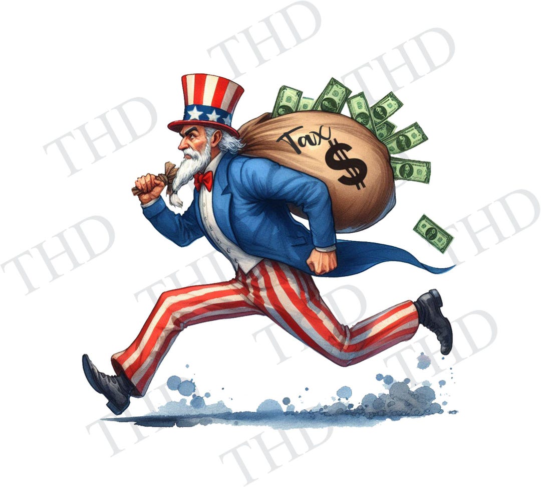 Funny Uncle Sam Tax Dollars PNG Clipart: Heat Press Transfer (digital ...
