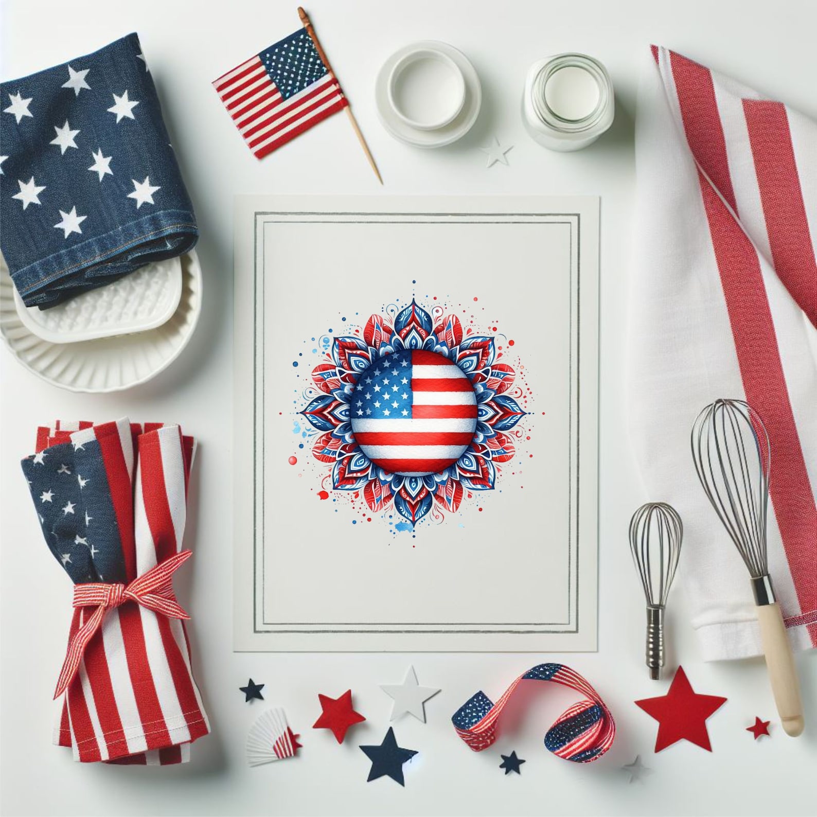 American Flag Mandala: Patriotic Clipart Image (PNG/JPG Digital ...