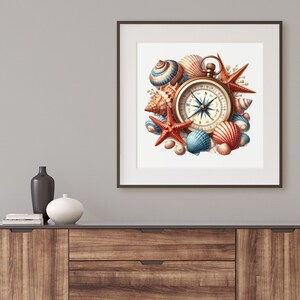 Nautical Compass and Sea Shells, Nautical, Beach, PNG, Clipart for ...