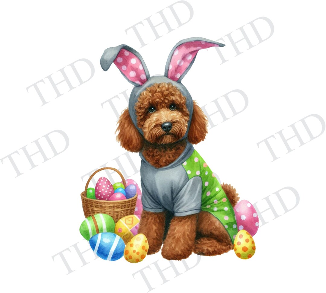Brown Labradoodle Dog Easter Bunny Png/clipart - Etsy