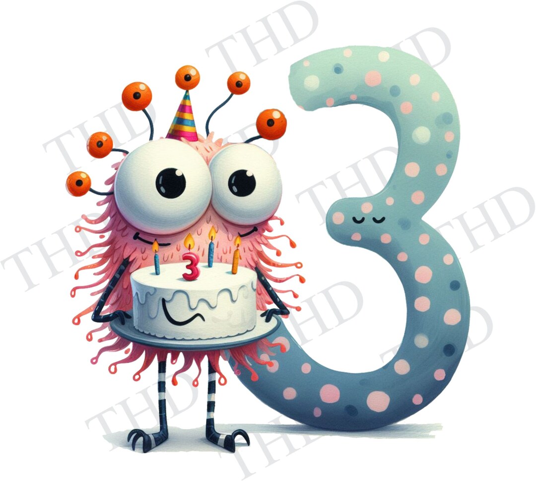 Toddler's 3rd Birthday Design Clipart JPG/PNG Image - Etsy
