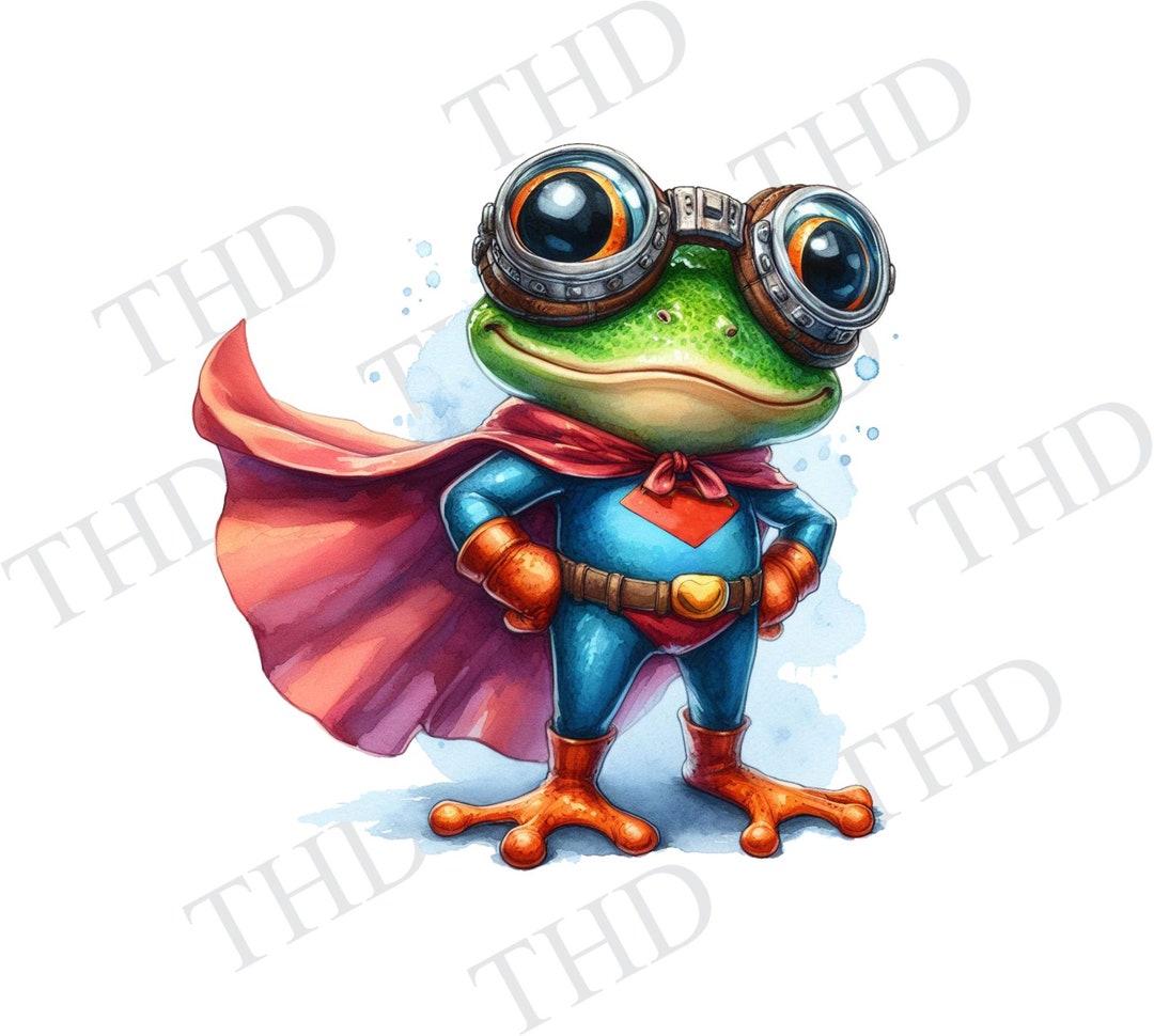 Funny Super Hero Frog Clipart / PNG Image - Etsy