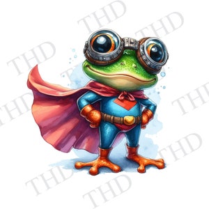 Funny Super Hero Frog Clipart / PNG Image - Etsy