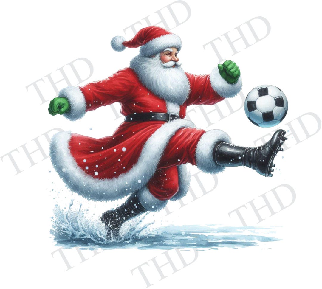 Santa Playing Soccer Clipart: Holiday Sublimation Design (PNG/JPG) - Etsy