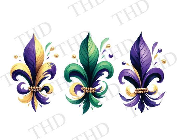 Mardi Gras Fleur-de-lis V2 Clip Art Set | Digital Images for Scrapbooks ...