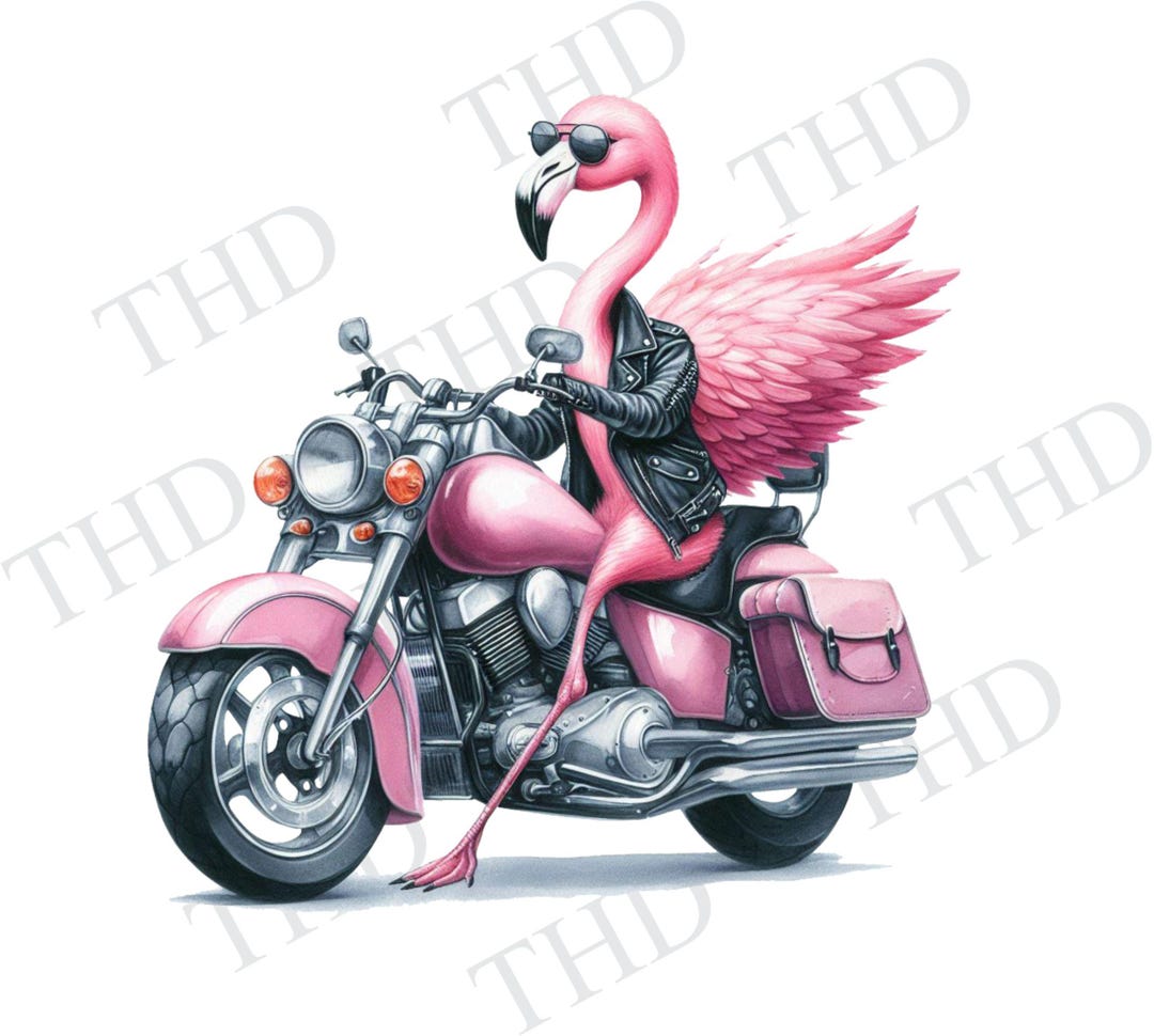 Flamingo Biker Chick Png/clipart - Etsy