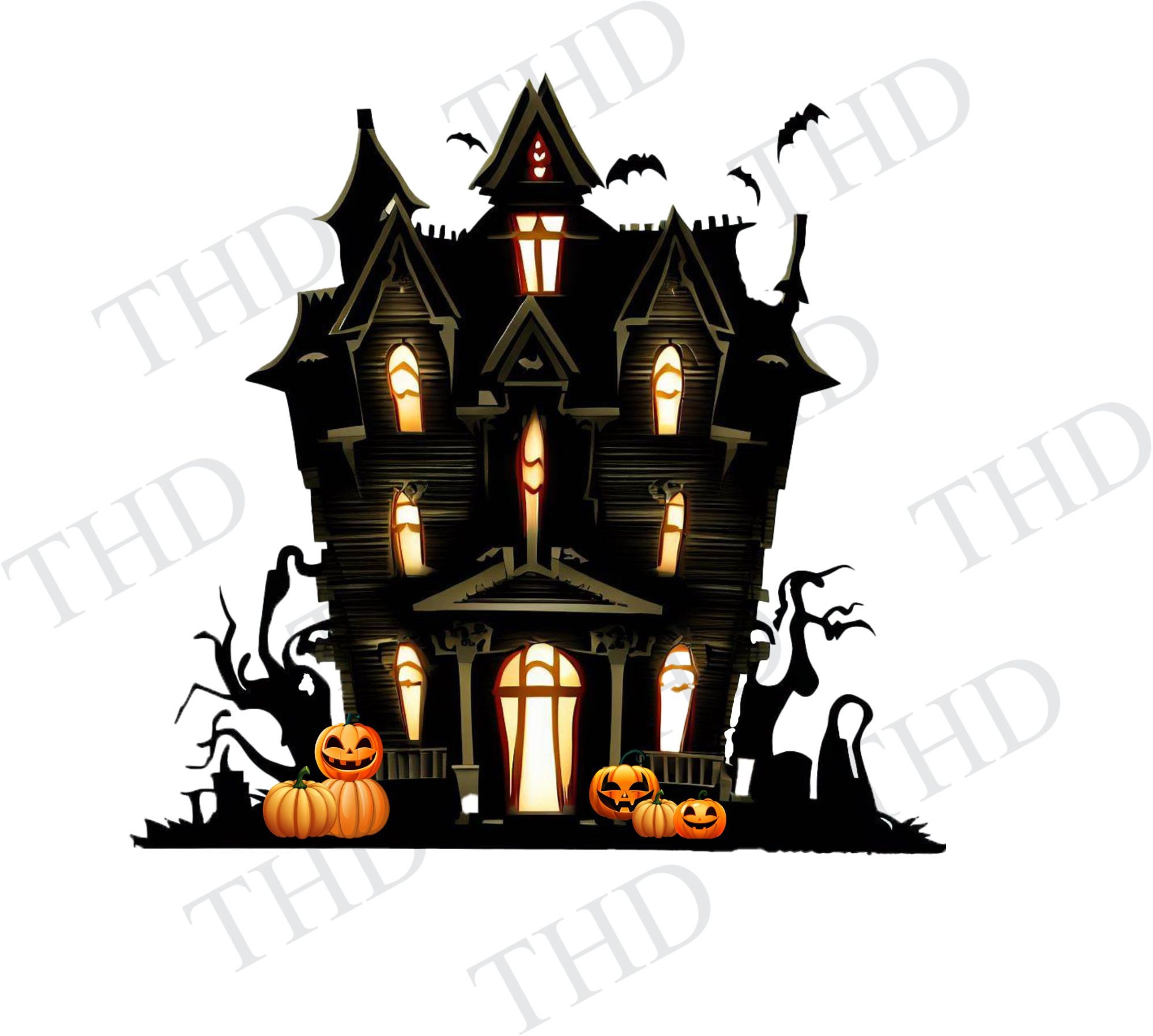 Halloween Haunted House Clipart / PNG Image - Etsy