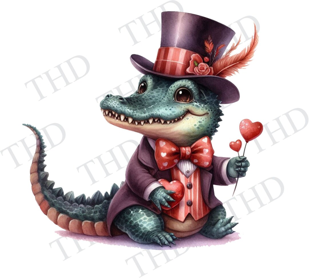 Valentine Gator Downloadable Image PNG, Clipart for Sublimation/heat ...
