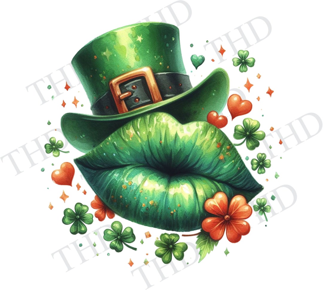 St. Patrick's Day Lips Png/clipart/graphic/design - Etsy