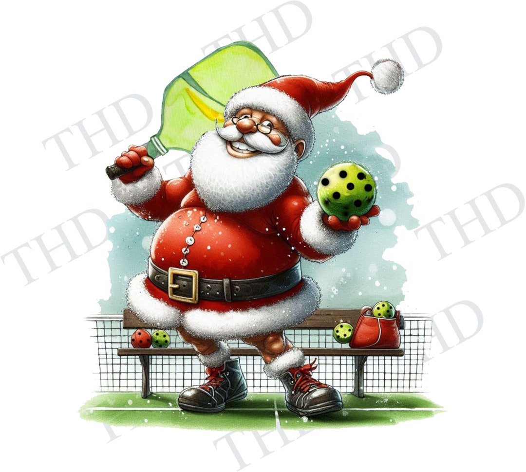 Pickleball Santa Clipart: Christmas Holiday Design (PNG/JPG Digital ...