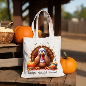 Funny Thanksgiving Turkey, Thankful Grateful Stressed, Digital Download ...
