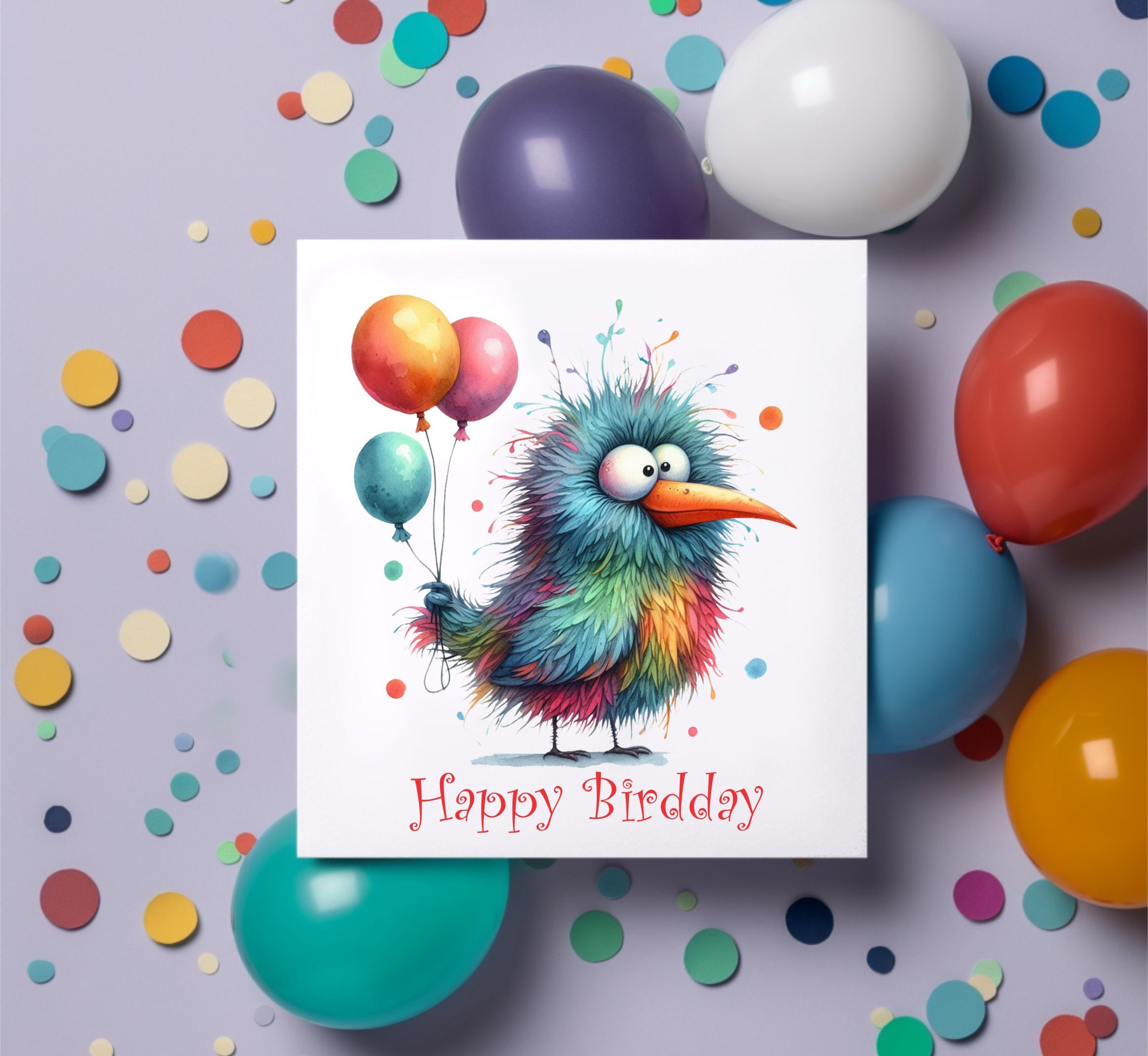 Happy Birthday Whimsical Funny Bird PNG/JPG, Clipart for Sublimation ...