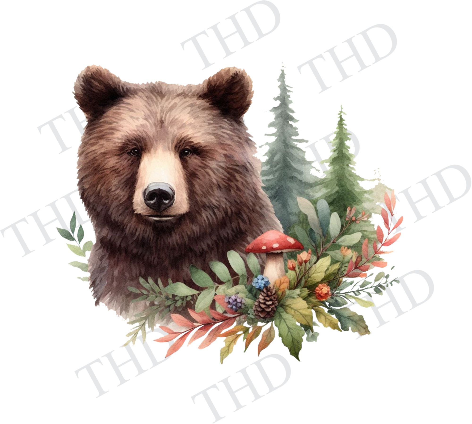 Woodland Bear Clipart / PNG Image - Etsy