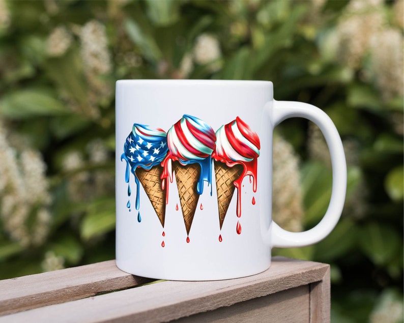 Patriotic Ice Cream Red White and Blue Clipart / PNG Image - Etsy