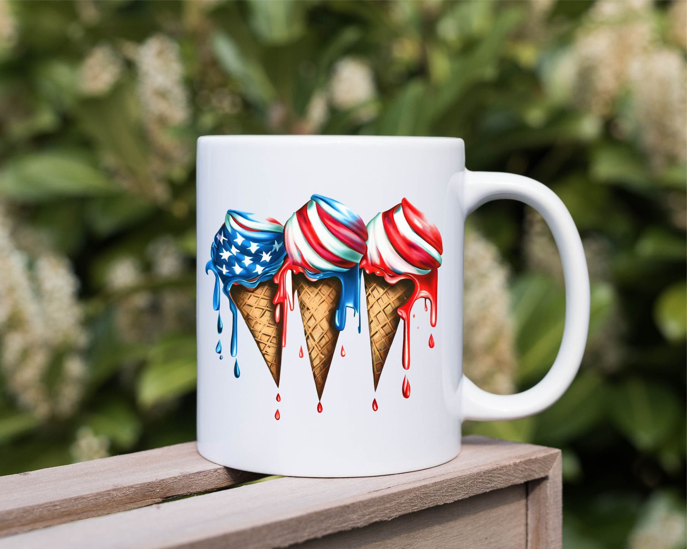 Patriotic Ice Cream Red White and Blue Clipart / PNG Image - Etsy