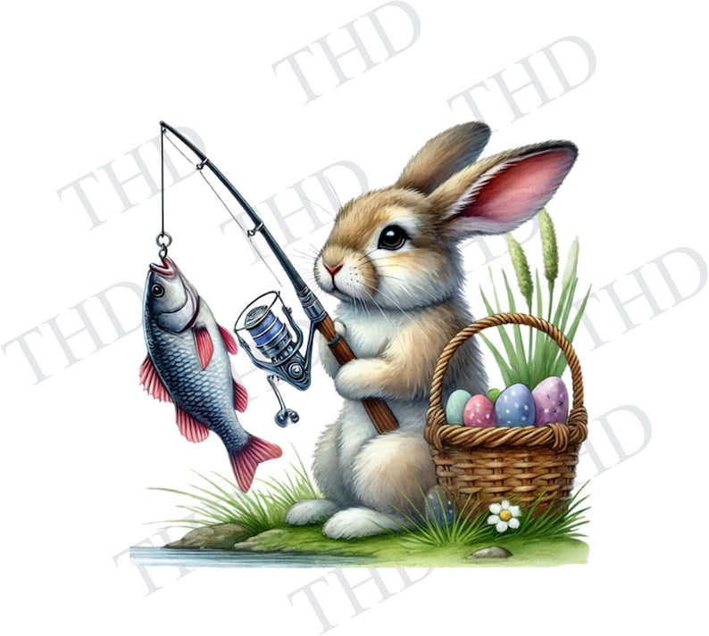 Fishing Easter Bunny Design: Sublimation/heat Press (digital Download ...