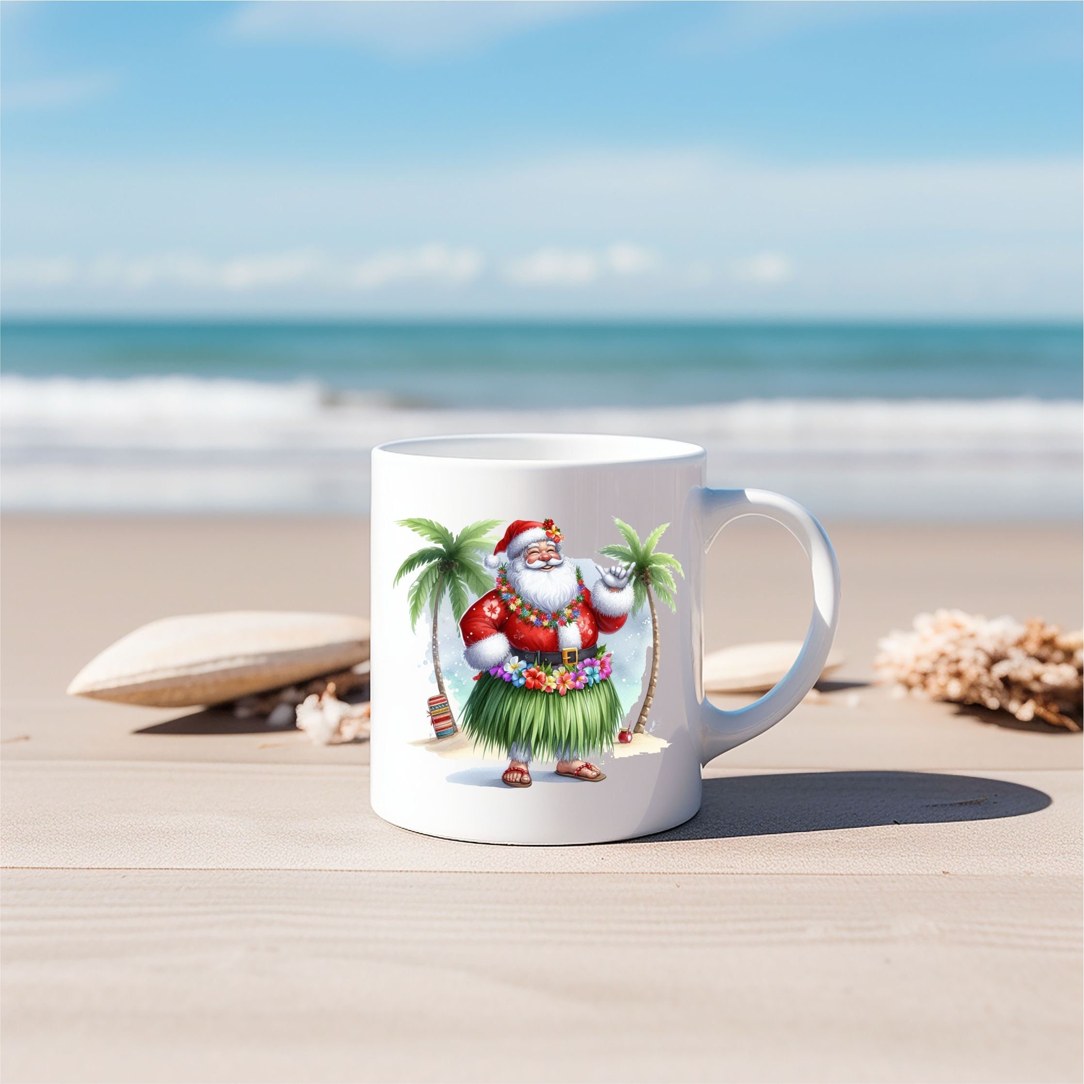 Hula Santa, Tropical Beach Christmas, Hawaiian Holidays PNG, Clipart ...
