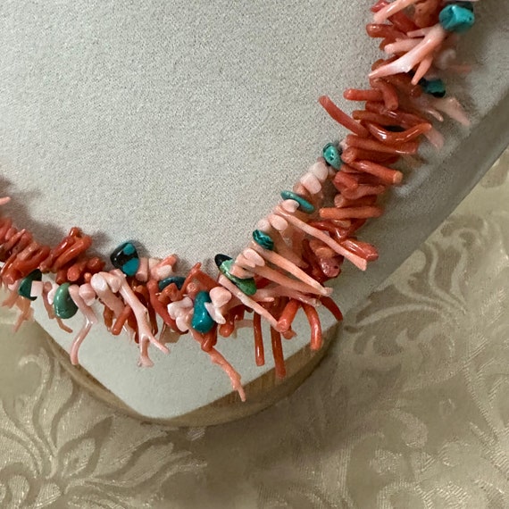 Real coral 21” twist necklace red and angel skin coral - Gem