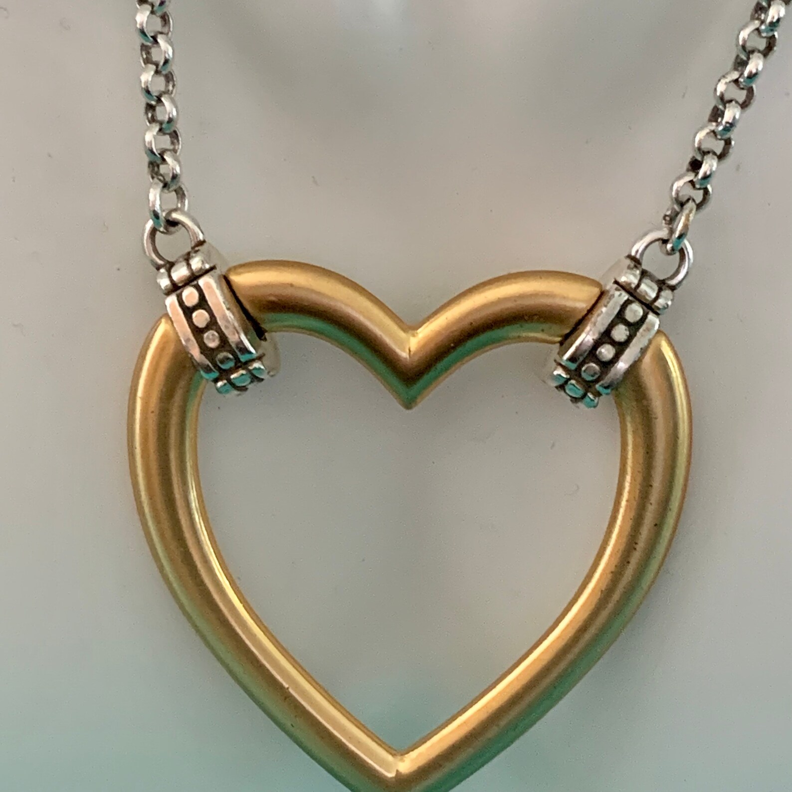 Brighton Beautiful Large Heart necklace 18 two tone | Etsy