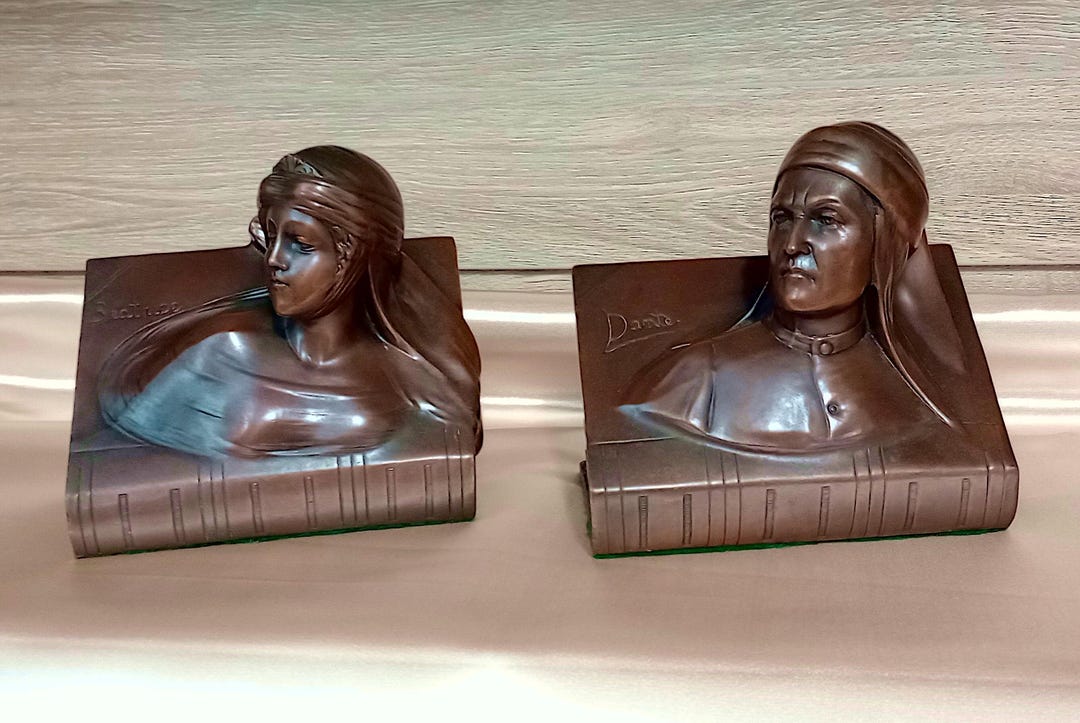 Antique Cast Bronze Dante & Beatrice Bookends by Jennings Brothers ...