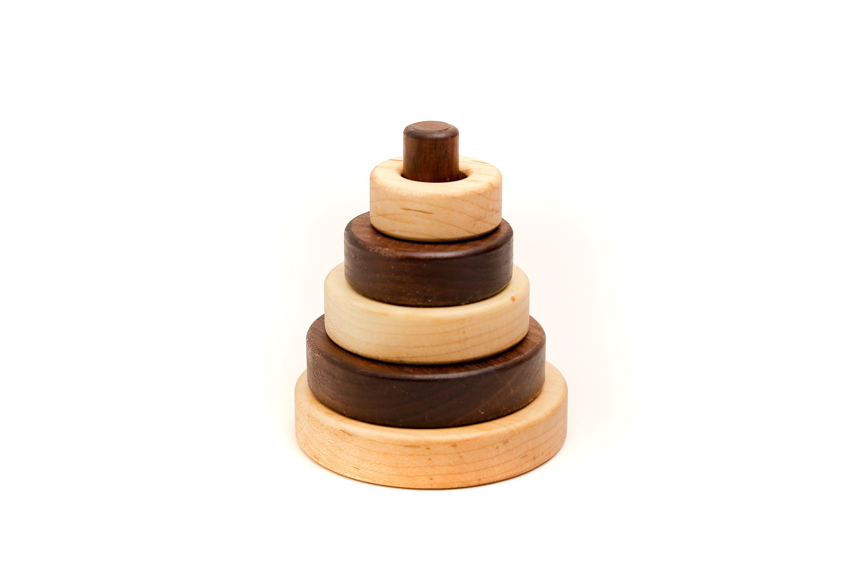 Montessori Walnut & Maple Circle Stacker Wooden Baby Toy - Etsy