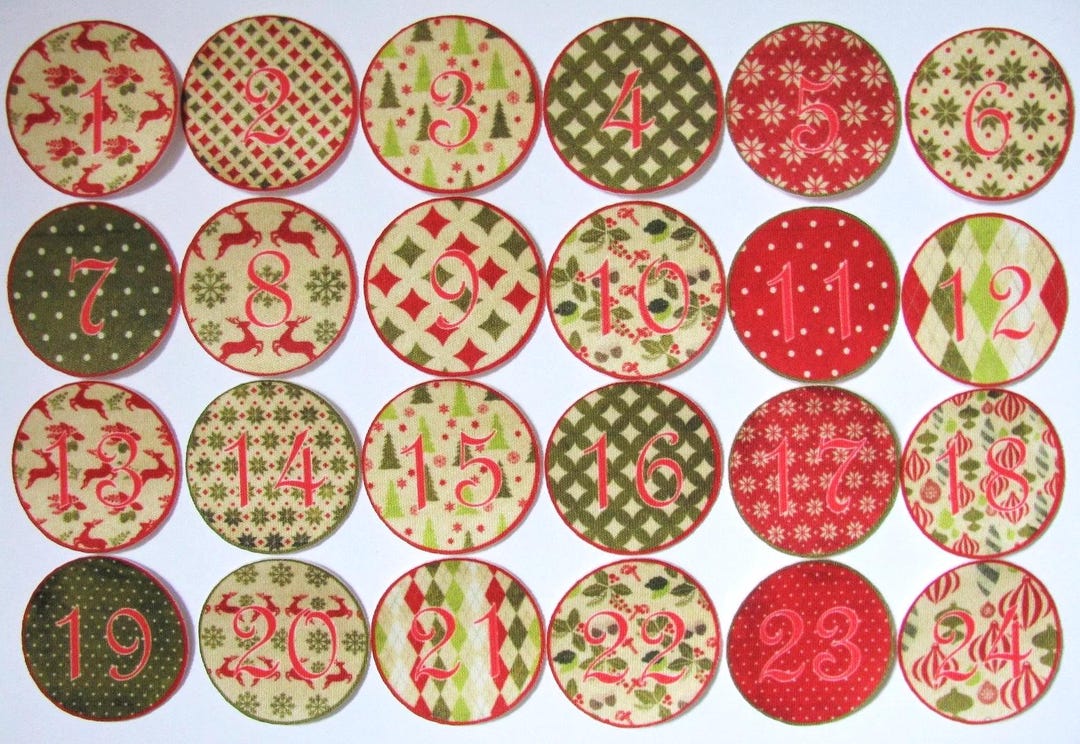 Advent Calendar Numbers 1-24 to Iron On: Magical Christmas Retro Motifs ...
