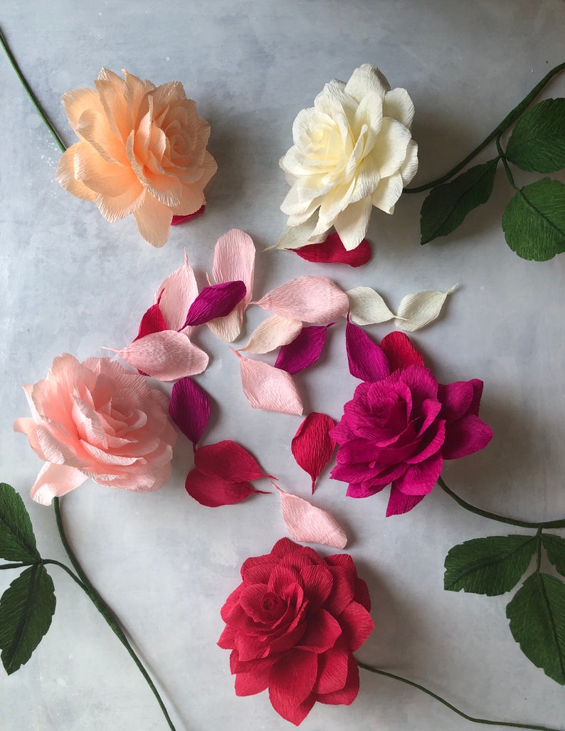 Crepe Paper Rose Paper Flowers for Home Decor or Weddings | Etsy