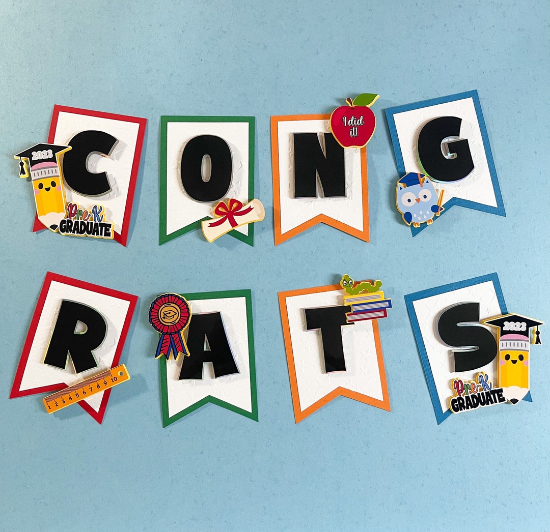 Congrats Pre Kindergarten Graduation Banner Kindergarten Graduation ...