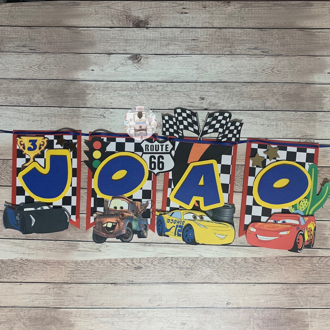 Cars Birthday Banner, Lightning Mcqueen Party Theme, Personalized Cars ...