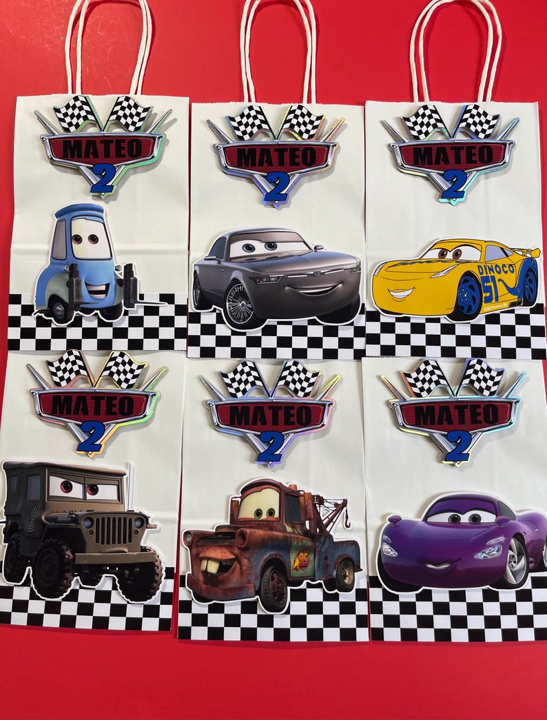 Cars Birthday Party Favor Bags, Lightning Mcqueen Party Theme, Cars ...