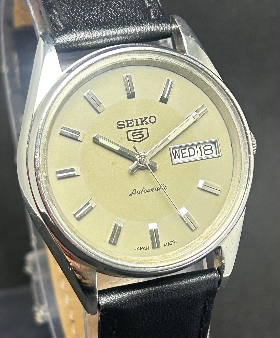 Rare Vintage Seiko 5 Automatic Day Date Japan Movement No. 6349A Grey ...