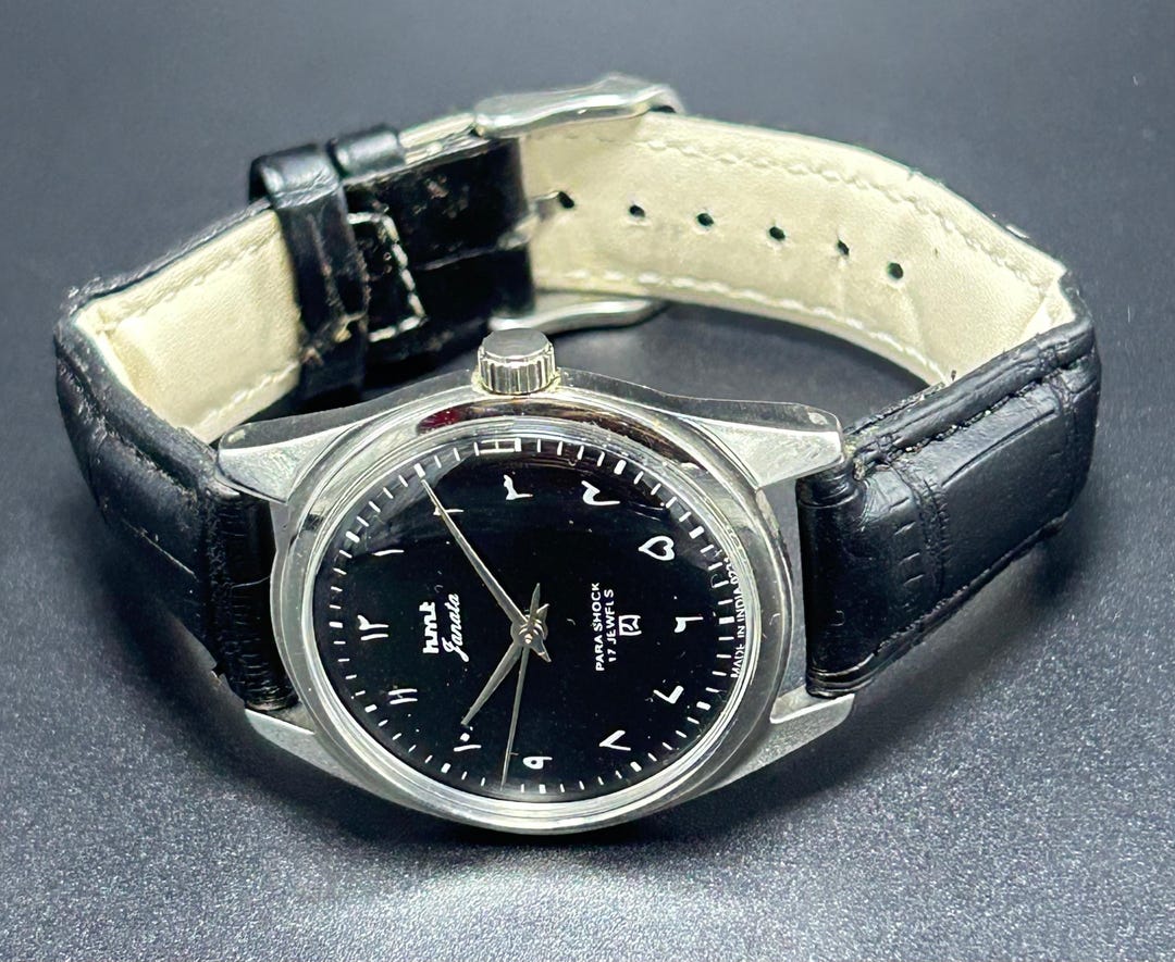 Rare Vintage HMT Janata Black Arabic Dial 17 Jewels Mechanical Hand ...