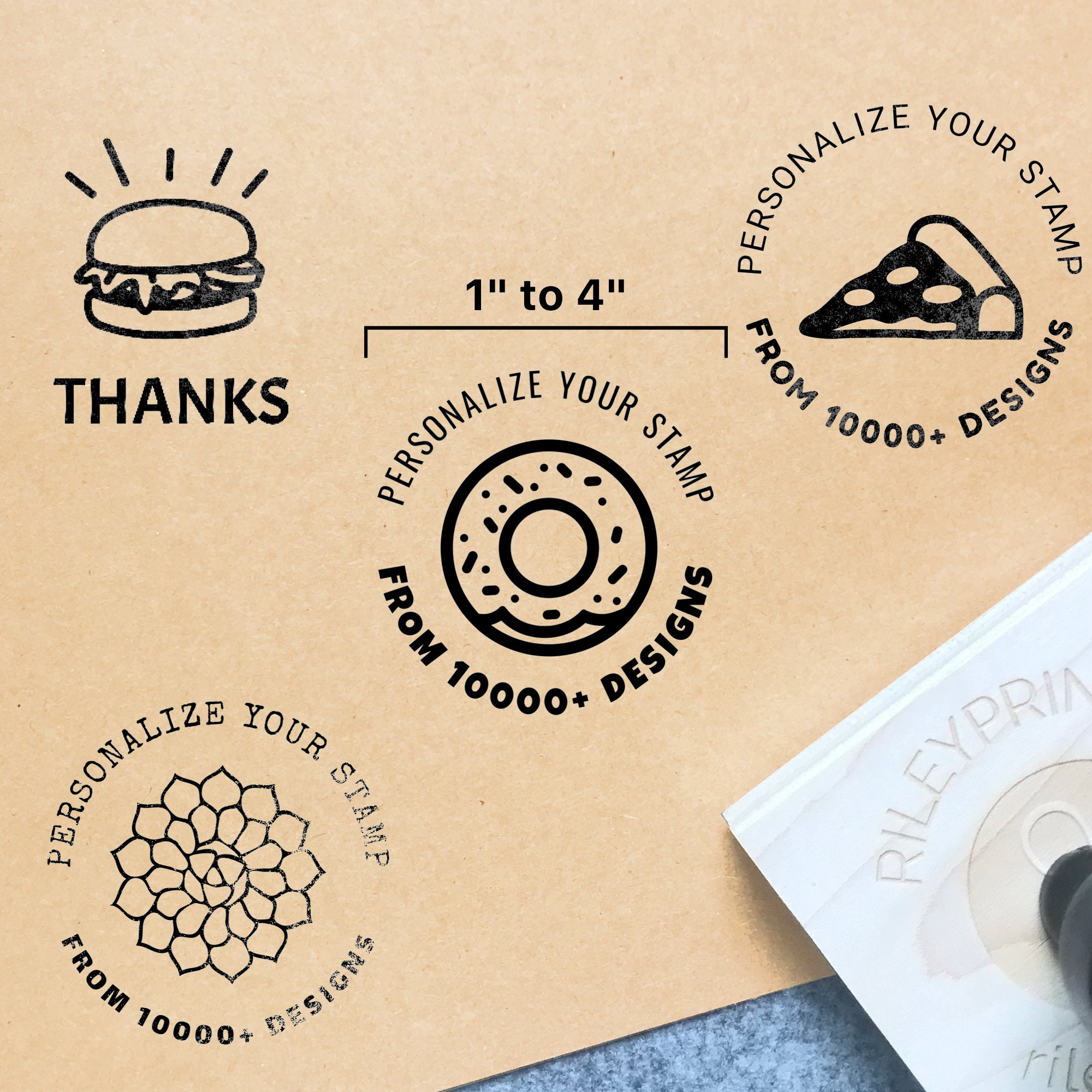 Custom Craft Stamp // Wood Stamp Laser Etched Index on Wood - Etsy