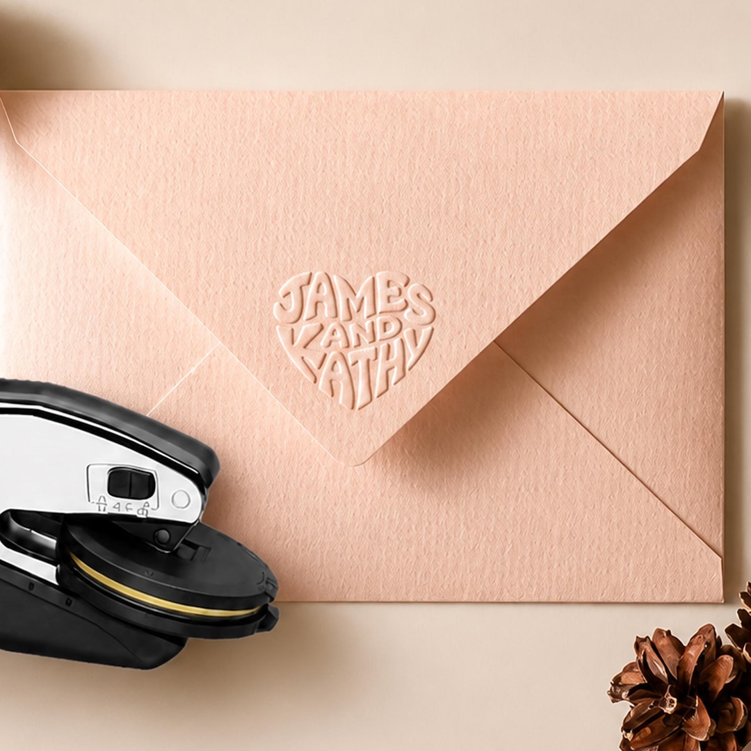 Personalized Wedding Embosser, Custom Name Heart Embosser, Envelope ...